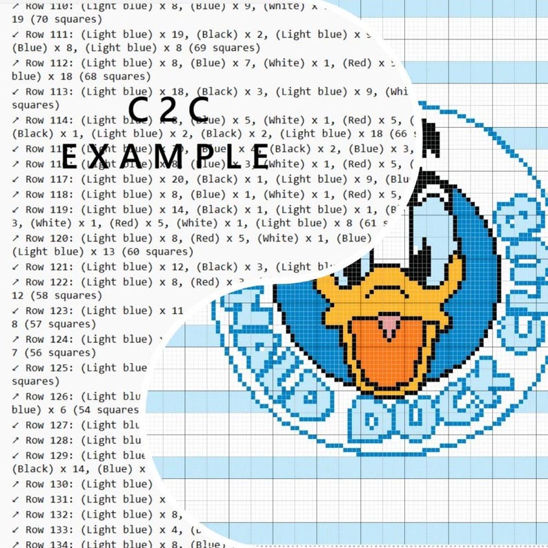 Donald Duck. Crochet Pattern C2C. DONALD DUCK Blanket. Line-by-line ...