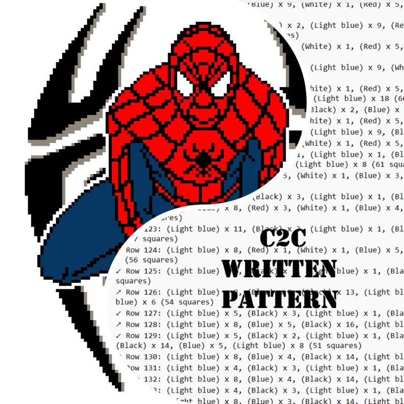 Crochet Pattern C2c/sc/dc/hdc/large Size. Instant PDF Download. Written ...