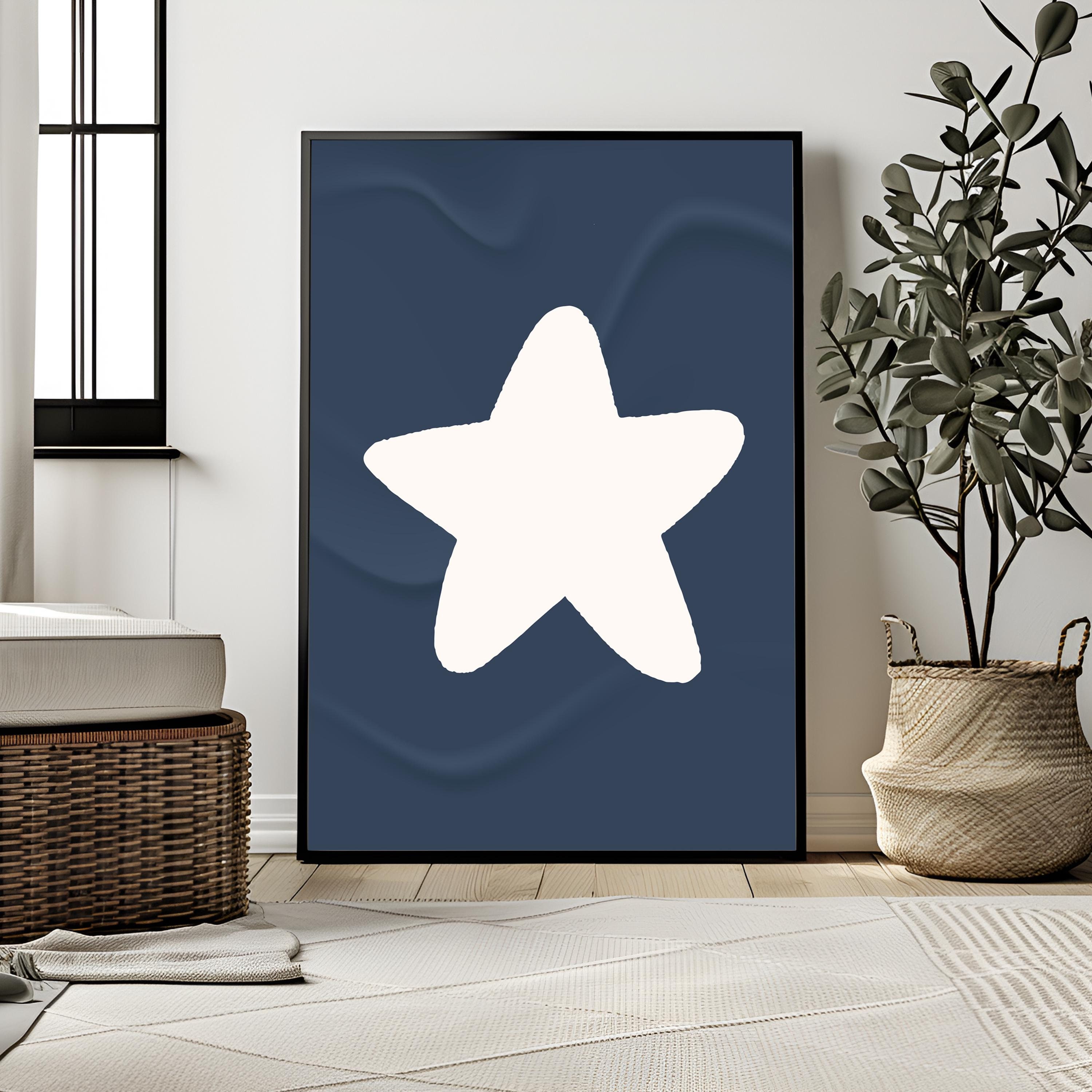 Retro Hand Drawn Star Wall Art, Digital Download Printable, Trendy ...