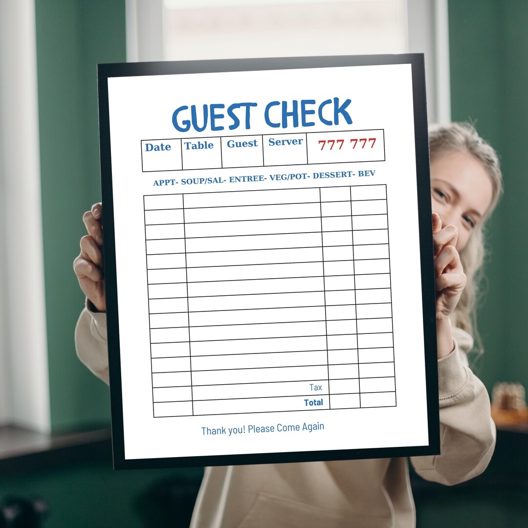 Blank Guest Check Art Print, Trendy Wall Art, Guest Check Print ...