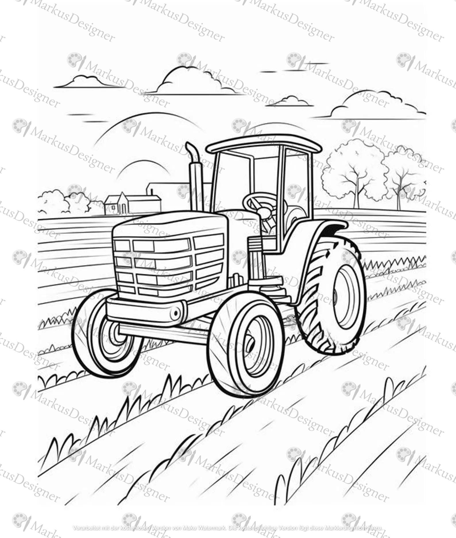 50 Tractor Coloring Pages - 50 Tractor Coloring Pages for Adults and ...