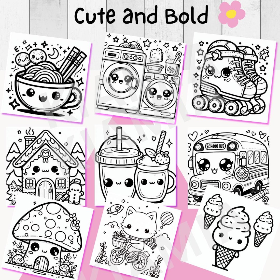 Kawaii Coloring Pages | Bold and Easy | 20 Pages | Cute Coloring Pages ...