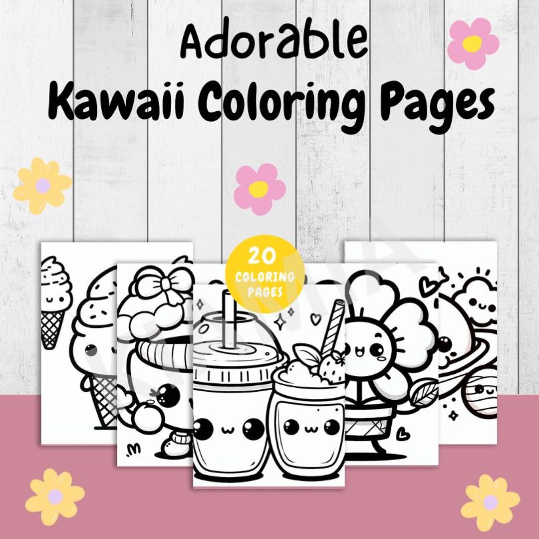 Kawaii Coloring Pages | Bold and Easy | 20 Pages | Cute Coloring Pages ...