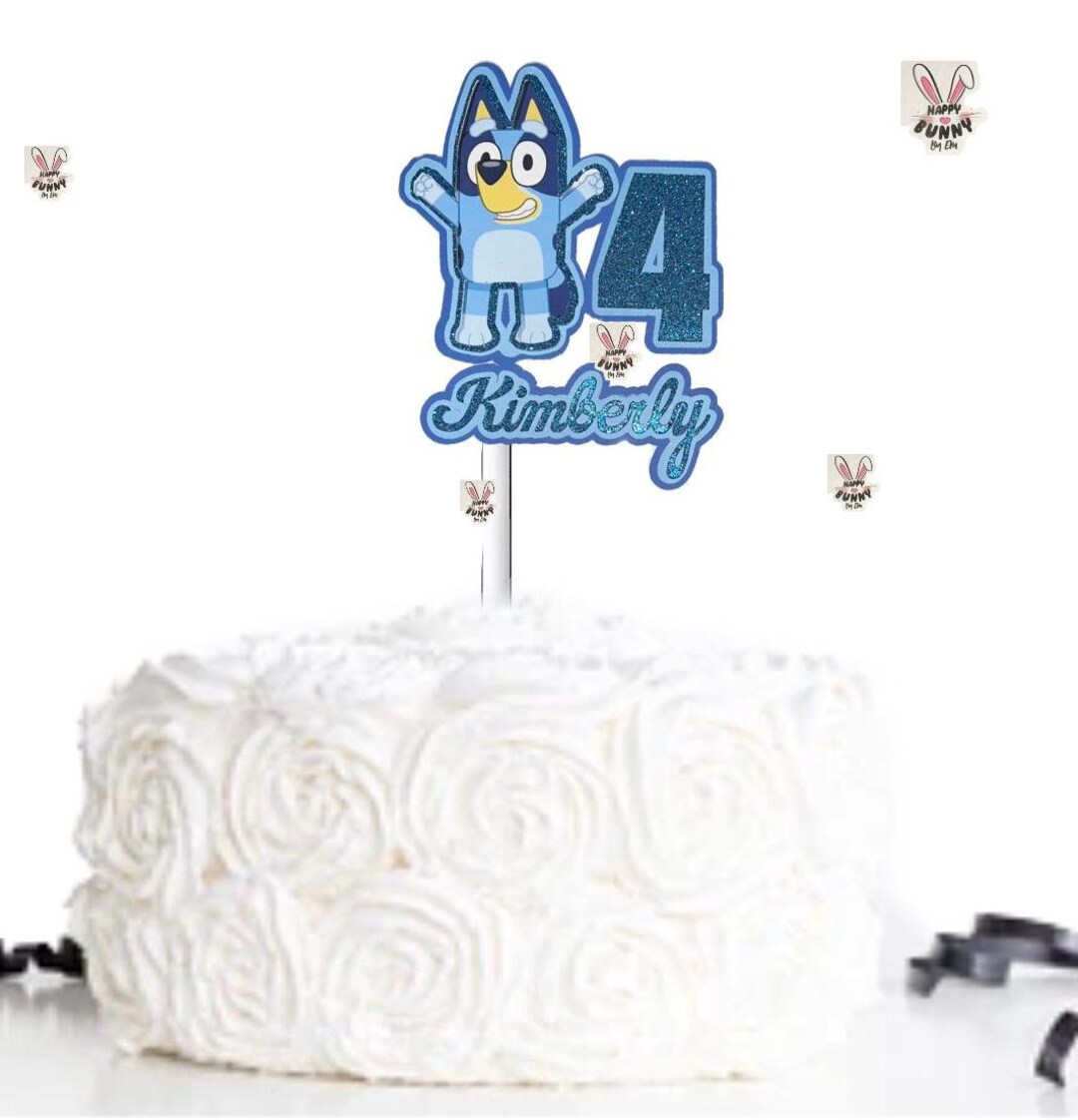 Blue Dog Cake Topper Girly Cake Topper Blue Glitter Cake Topper Bluey ...