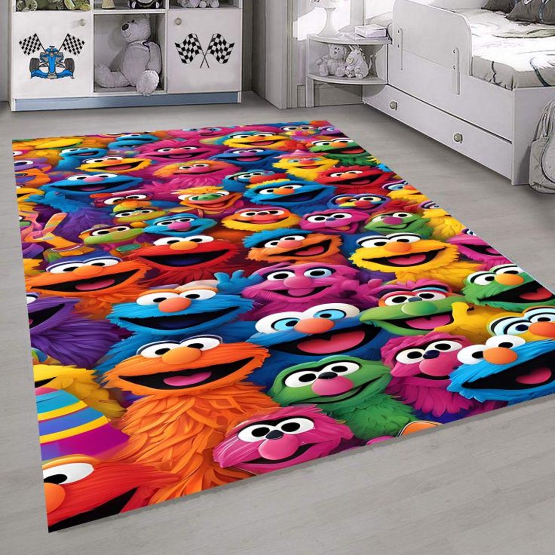 Cartoon Character Rug, Colorful Children's Room Design, Muppet Style ...