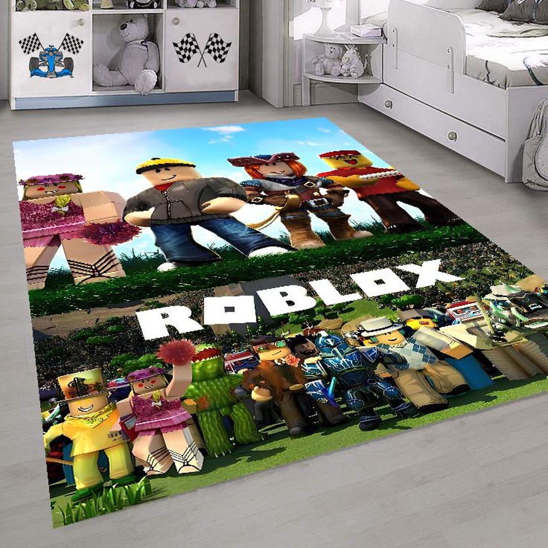 Roblox Fan Rug, Colorful Game Design, Game Room Rug, Kids Room Rug ...