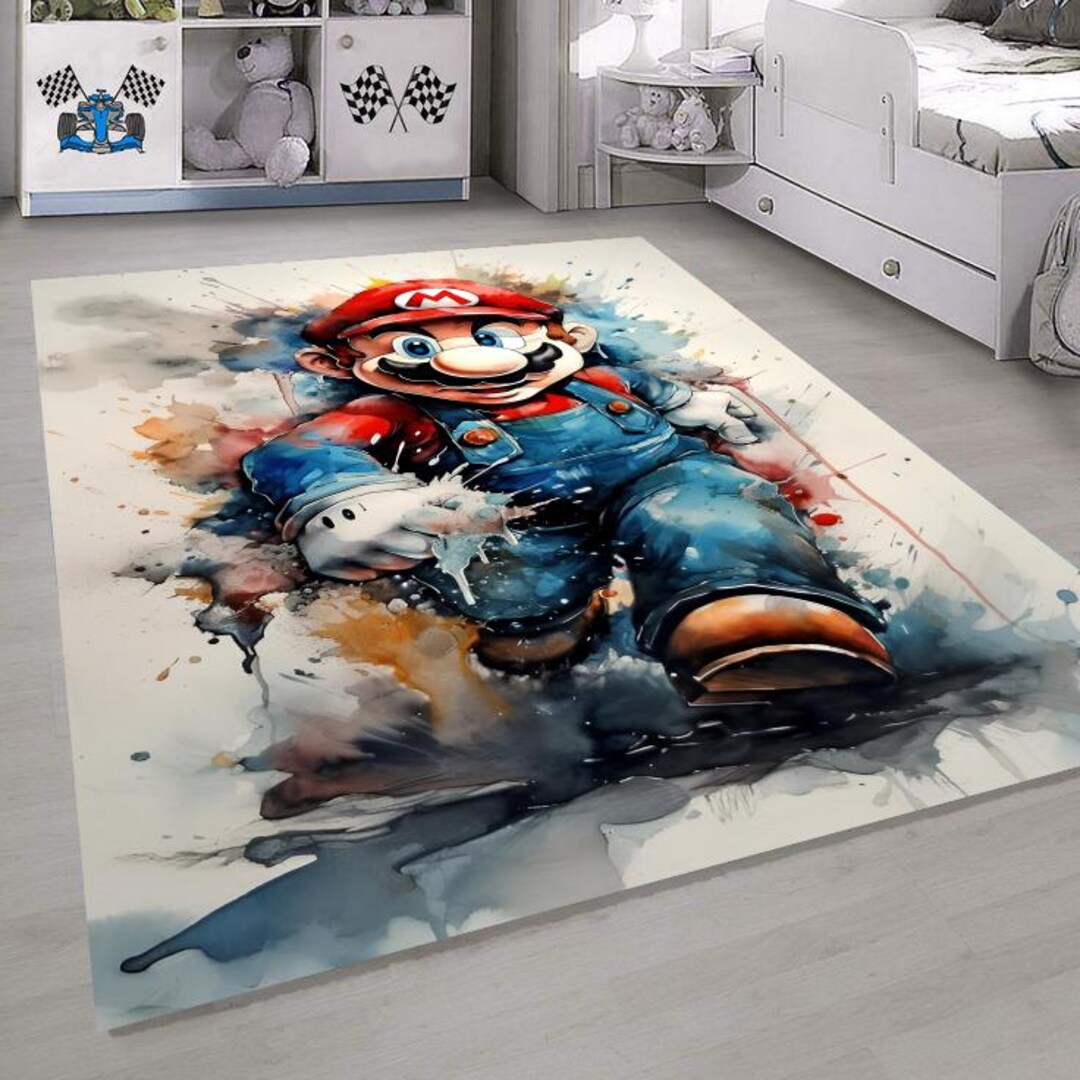 Super Logo Rug, Mario Rug, Entrance Door Rug, Doormat Rug, Children's ...