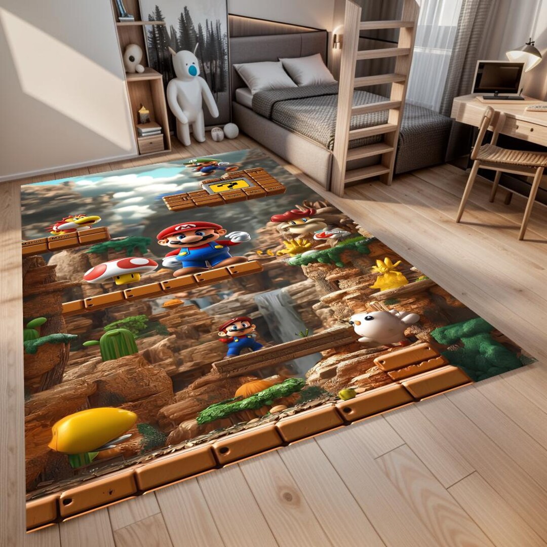 Super Logo Rug, Mario Rug, Entrance Door Rug, Doormat Rug, Children's ...