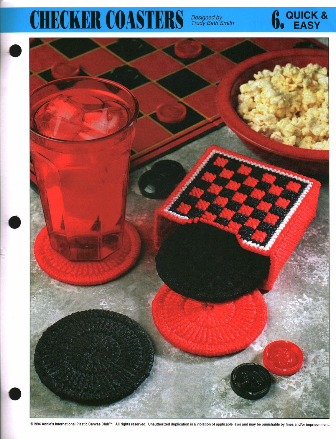 Checker Coasters | Annie's Plastic Canvas Club Quick & Easy PCC307-08 ...