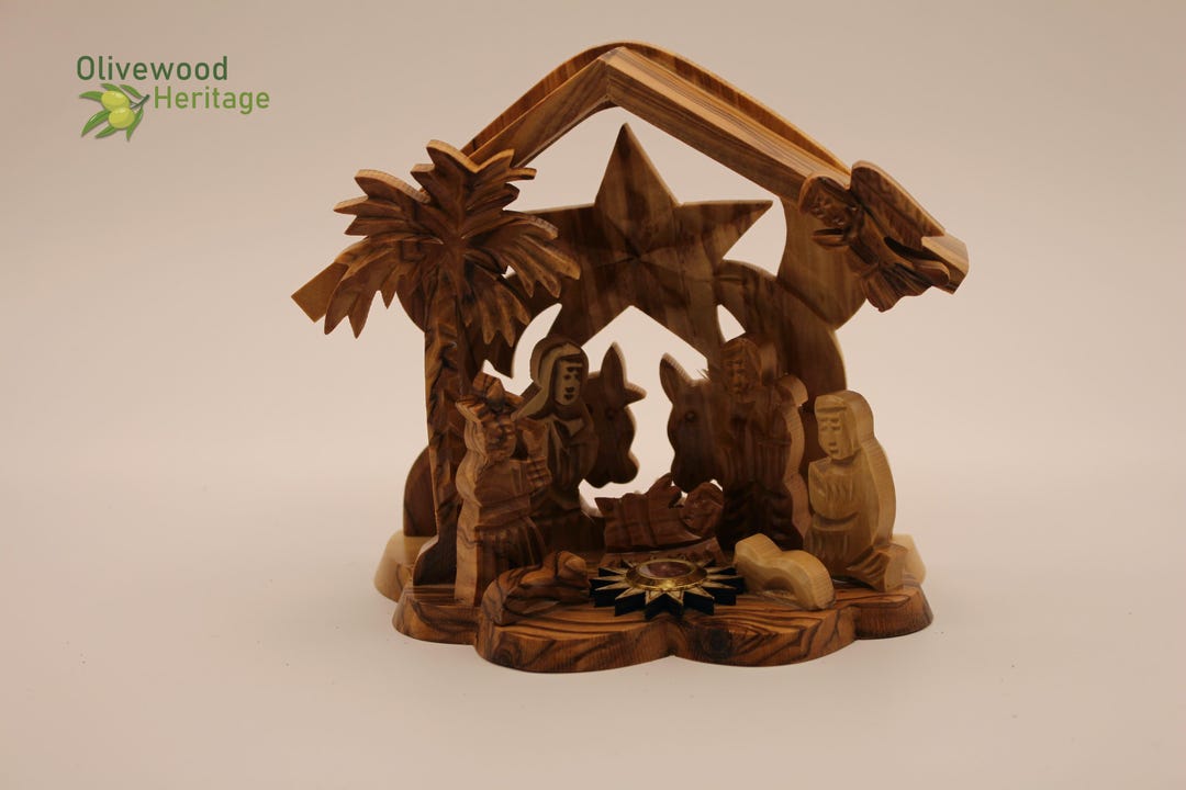 Nativity Grotto Handmade From Authentic Olive Wood in Bethlehem With ...