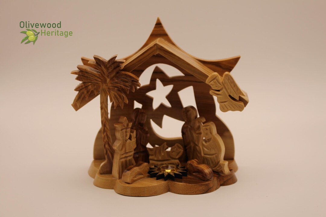 Nativity Grotto Handmade From Authentic Olive Wood in Bethlehem With a ...