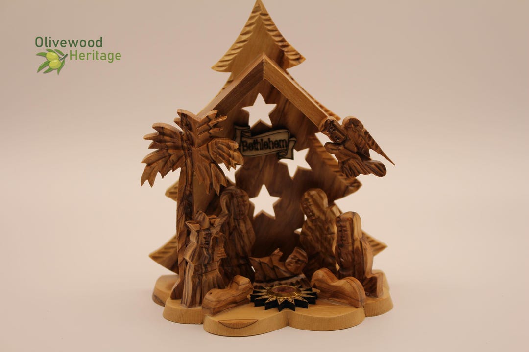 Nativity Grotto Handmade From Authentic Olive Wood in Bethlehem With ...