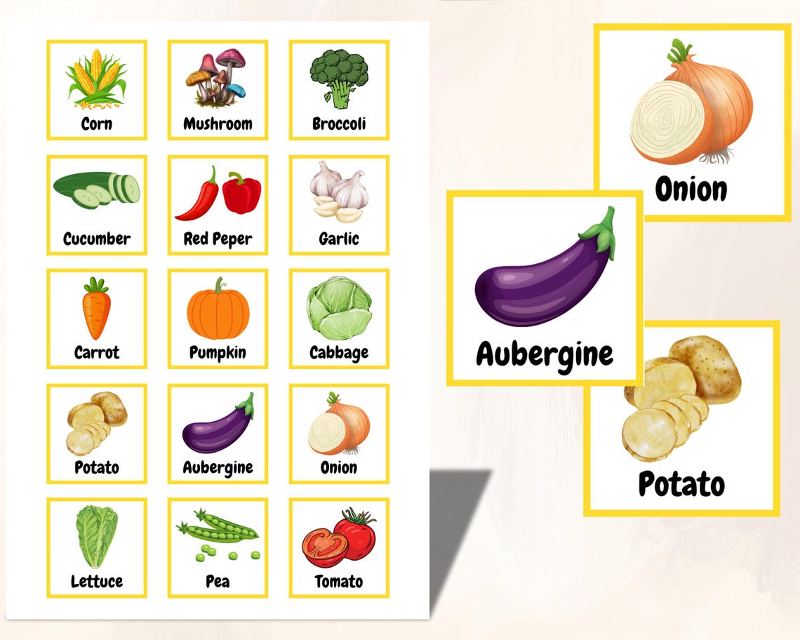Fruits and Vegetables Flashcards | Preschool Printable PDF | 45 ...