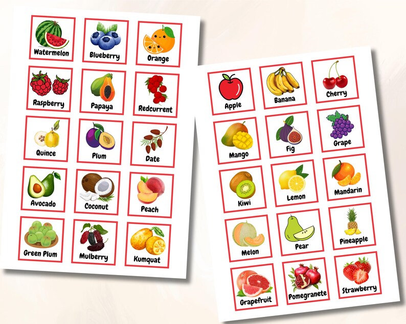 Fruits and Vegetables Flashcards | Preschool Printable PDF | 45 ...