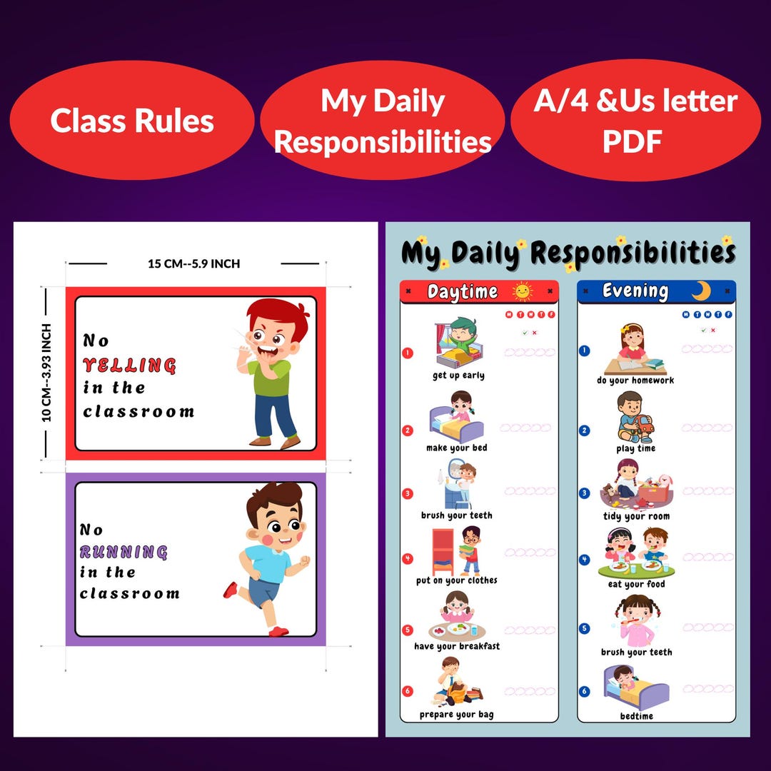 Printable Classroom Rules-daily Responsibilities Bundle – Behavior ...