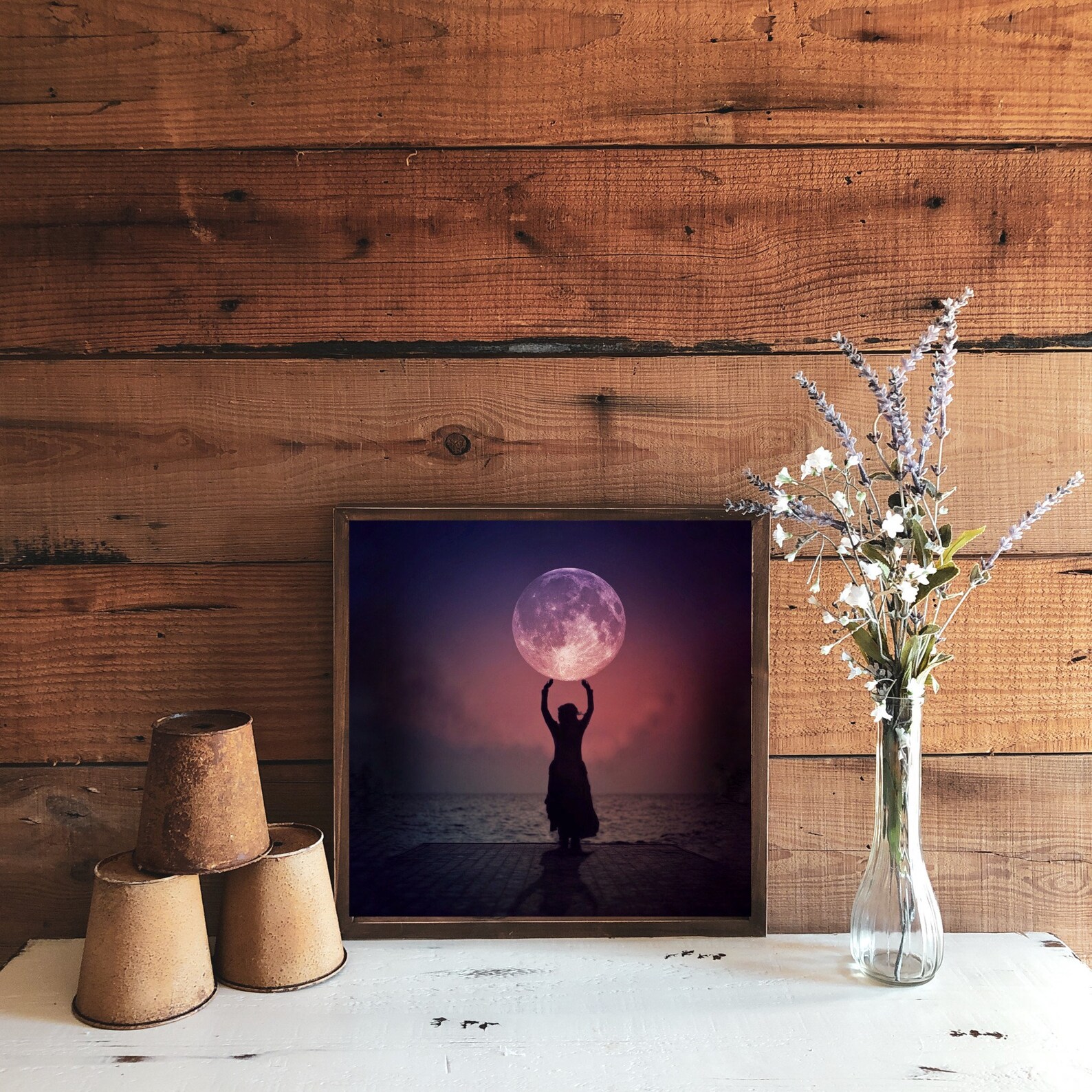 Virgo Full Moon PRINT - Photo Virgo Surreal Ocean Home Decor Fullmoon ...