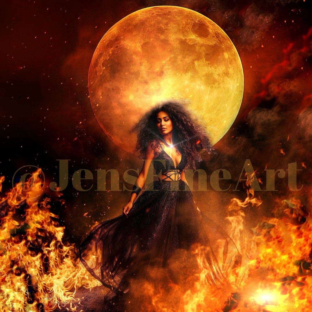 Flames of Majesty PRINT Leo Goddess Full Moon Photo Surreal Leo Zodiac ...