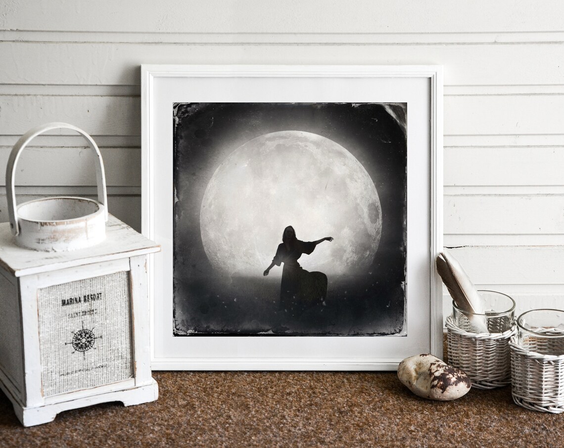 Lady of the Silver Moon PRINT Full Moon Photo Goddess | Etsy