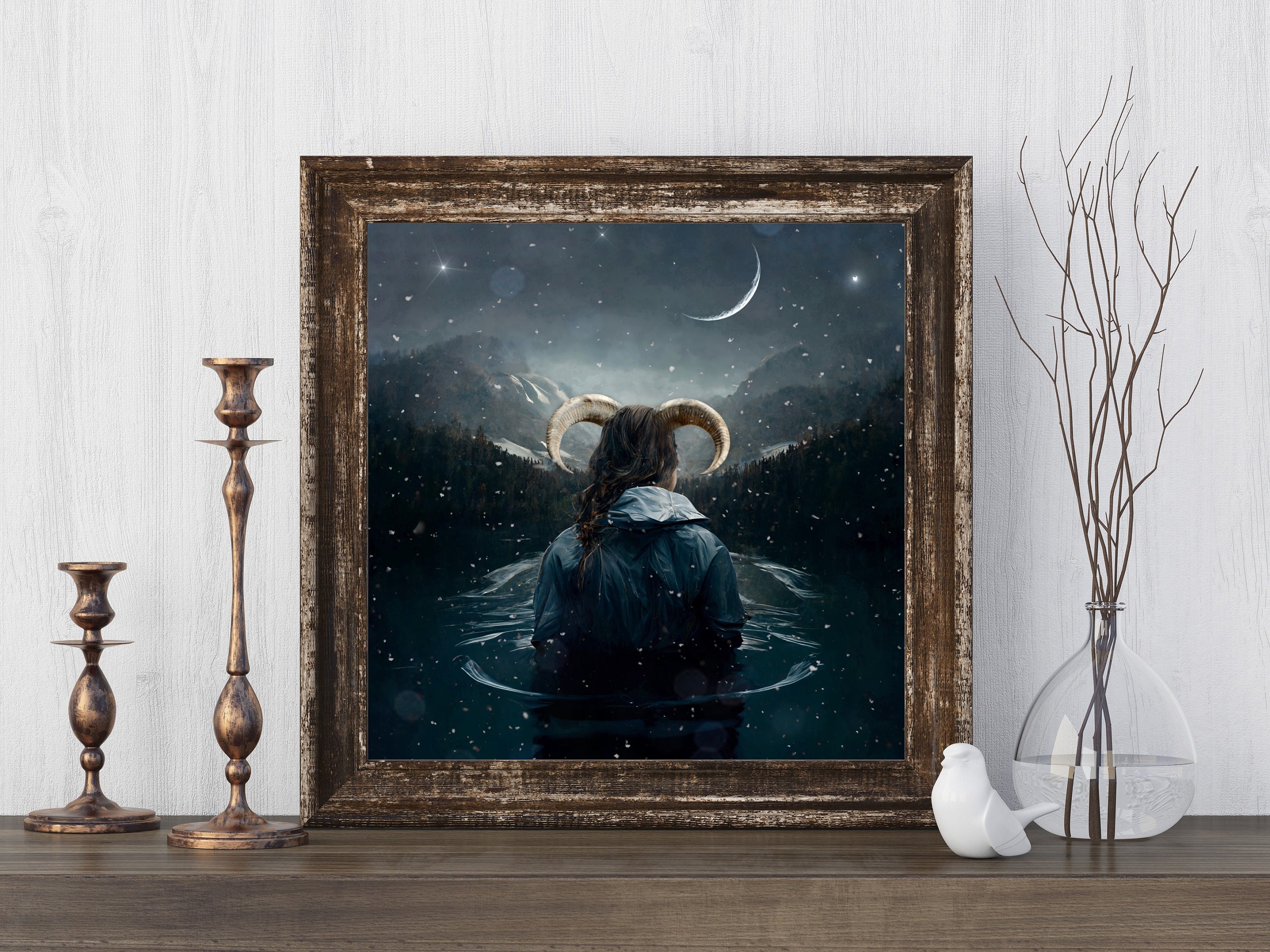 Capricorn New Moon PRINT - Photo Surreal Landscape Winter Solstice Yule ...