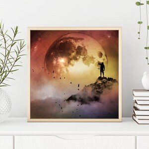 Libra Man PRINT - Full Moon Photo, Surreal Landscape Fine Art Mountain ...