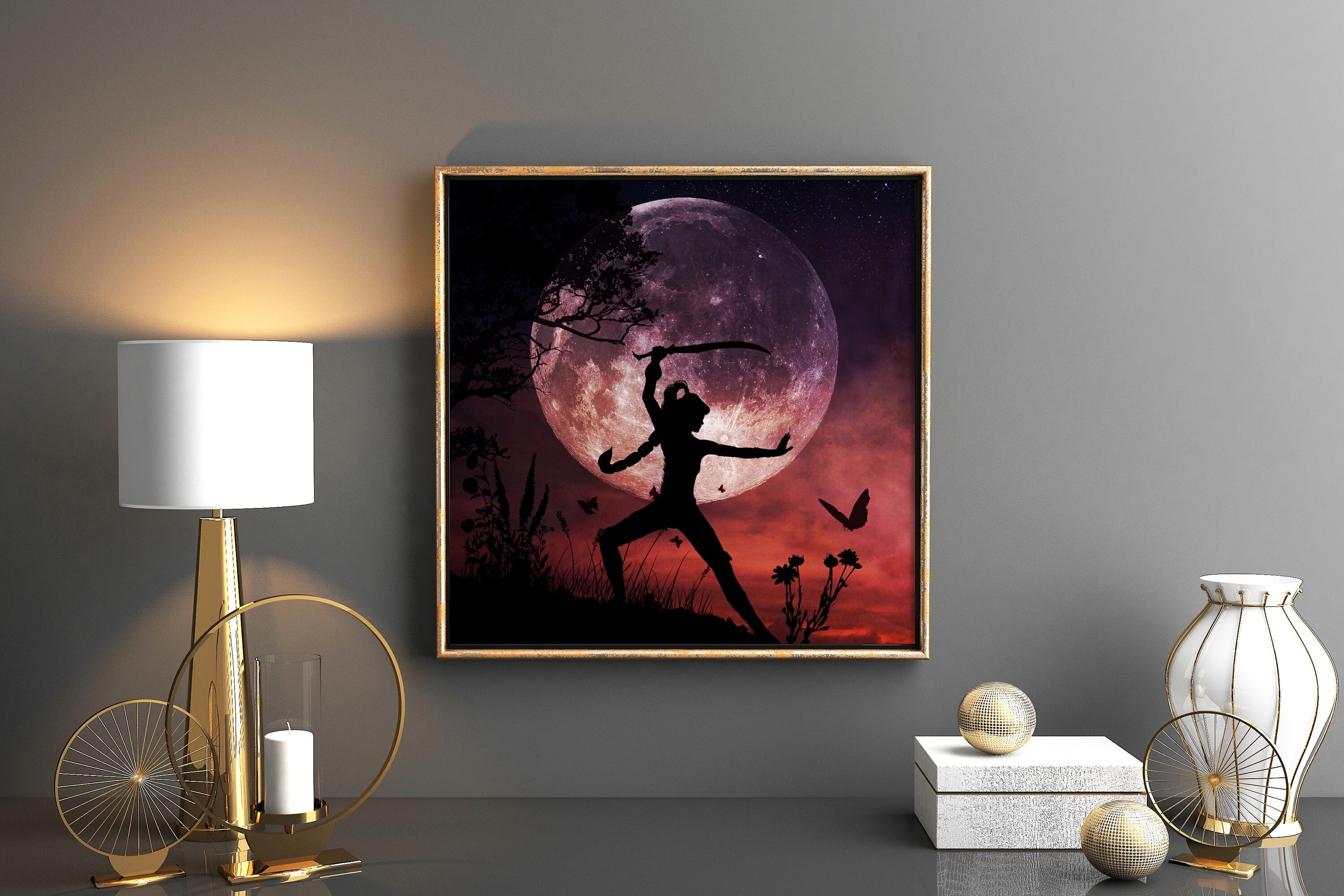 Scorpio Warrior PRINT - Full Moon Photo, Surreal Landscape Silhouette ...