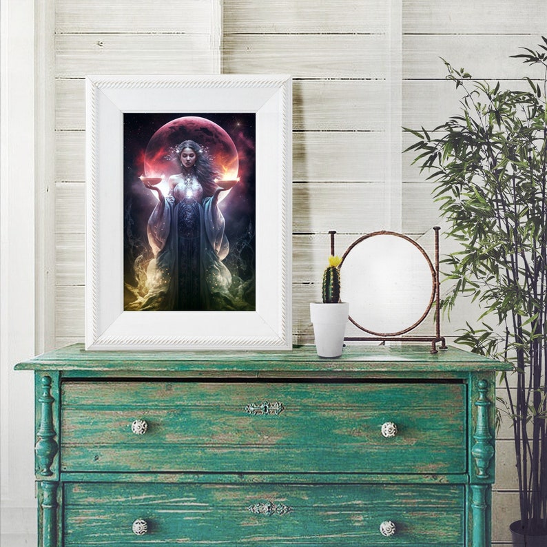Celestial Magic PRINT Full Moon Photo Libra Woman Surreal - Etsy