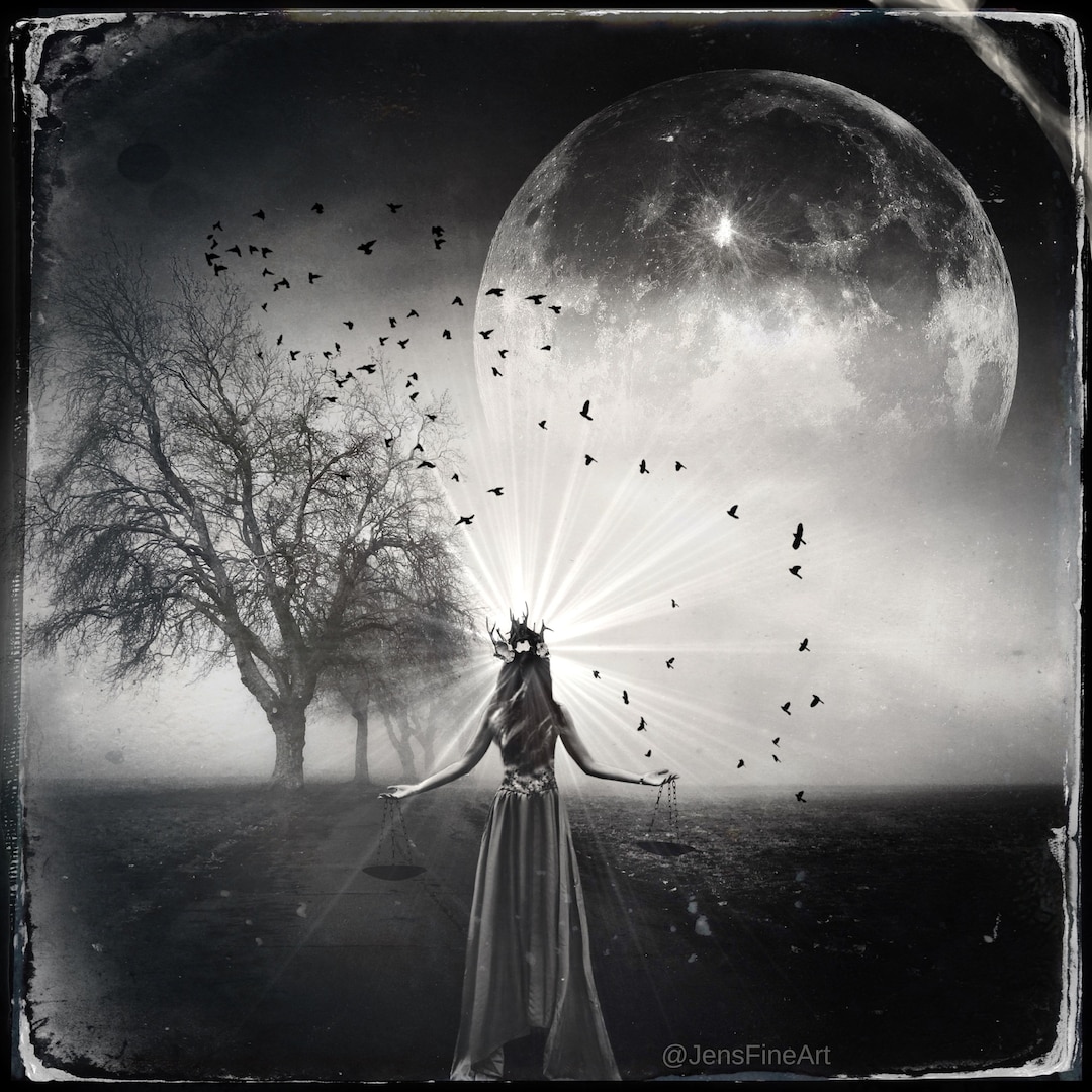 Balancing the Elements PRINT - Full Moon Libra Scales Photo Surreal ...