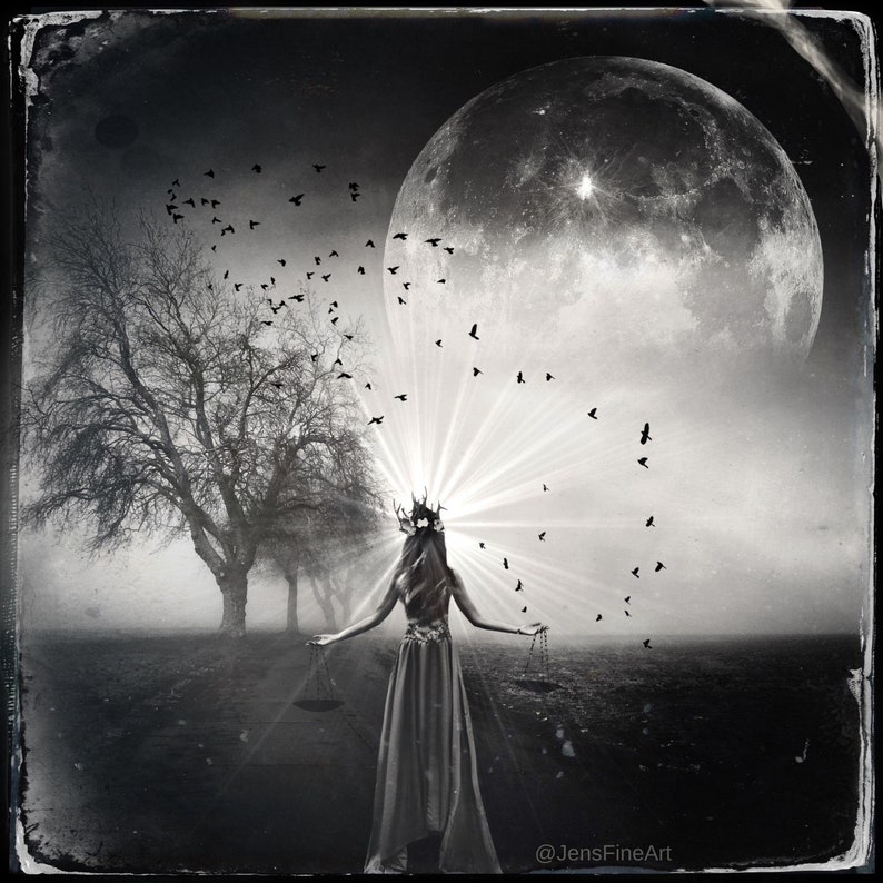 Balancing the Elements PRINT Full Moon Libra Scales Photo - Etsy