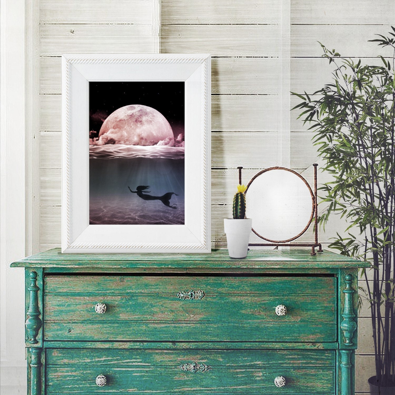 Mermaid Moon PRINT Pisces Full Moon Photo Water Ocean Wall - Etsy Canada