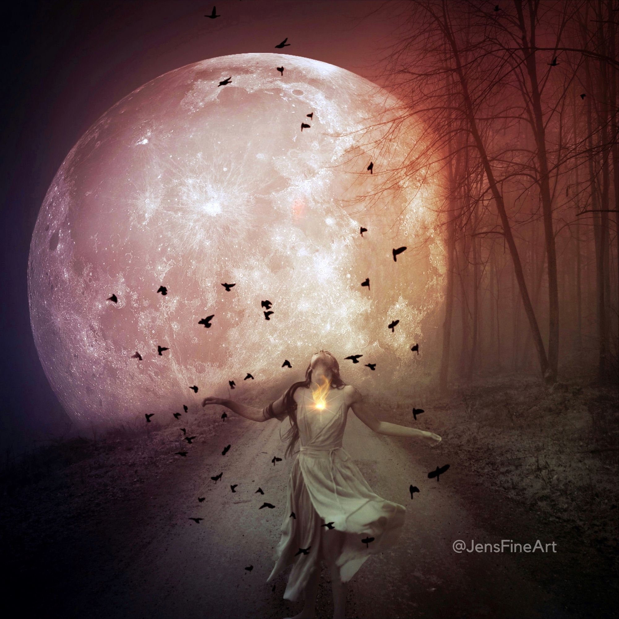 Soul Flame PRINT Aries Full Moon Photo Goddess Surreal | Etsy