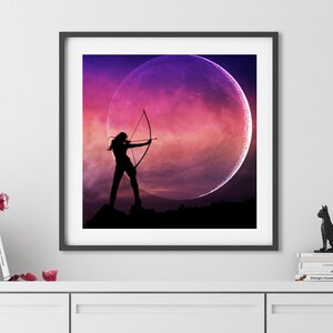 Sagittarius Woman PRINT - Full Super Moon Eclipse Art Photo, Surreal ...