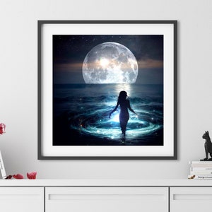 Spell Water PRINT - Pisces Full Moon Photo Ocean Lake Deep Wall Art ...