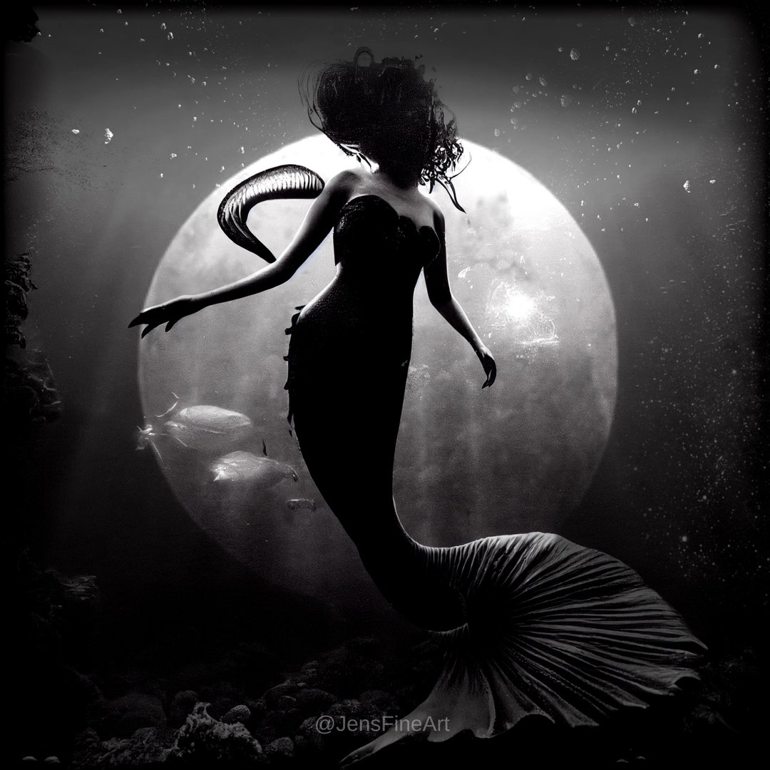 Pisces Moon PRINT - Pisces Full Moon Photo Water Ocean Deep Dark Wall ...