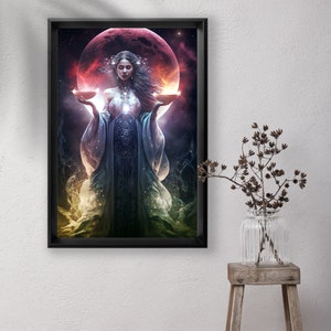 Celestial Magic PRINT - Full Moon Photo, Libra Woman Surreal Gothic ...