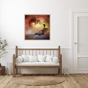 Libra Man PRINT - Full Moon Photo, Surreal Landscape Fine Art Mountain ...