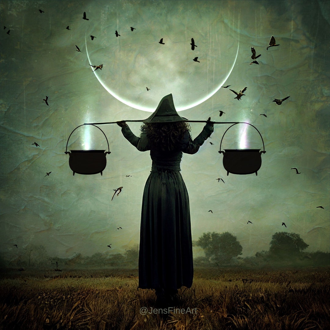 The Equalizing PRINT - Libra Witch Birds Goddess New Moon Autumn ...