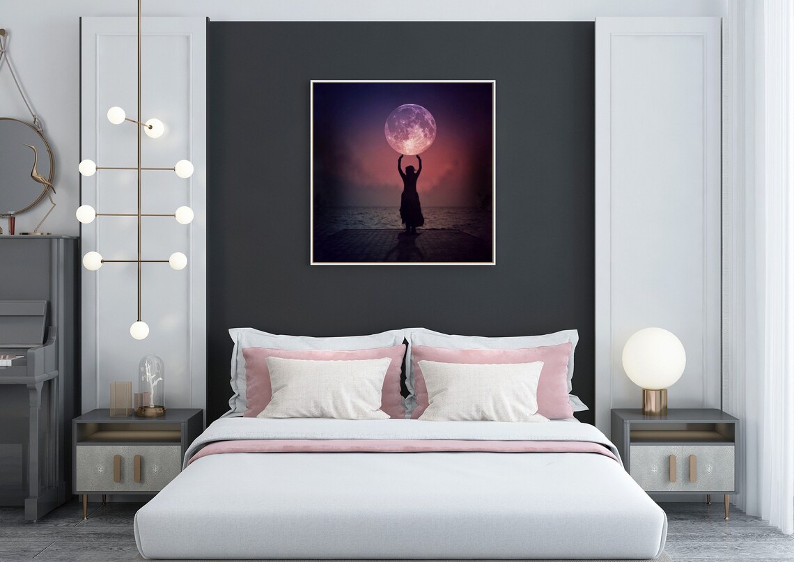 Virgo Full Moon PRINT - Photo Virgo Surreal Ocean Home Decor Fullmoon ...