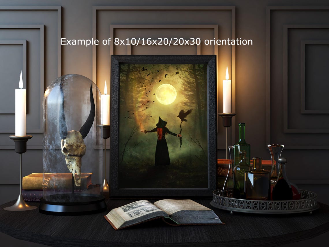 Moonlit Ritual PRINT - Witch Full Moon Photo, Goddess Autumn Gothic Art ...