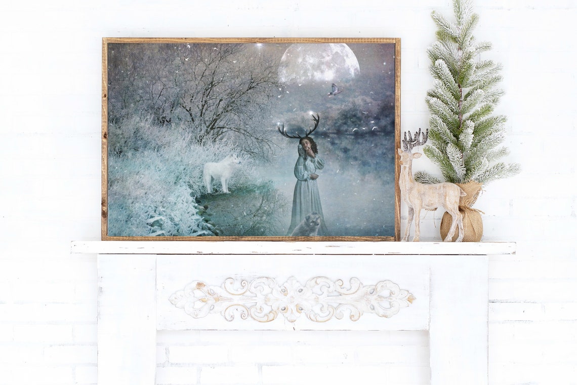 Yule Goddess PRINT - Winter Solstice Photo December Wall Art Full Moon ...