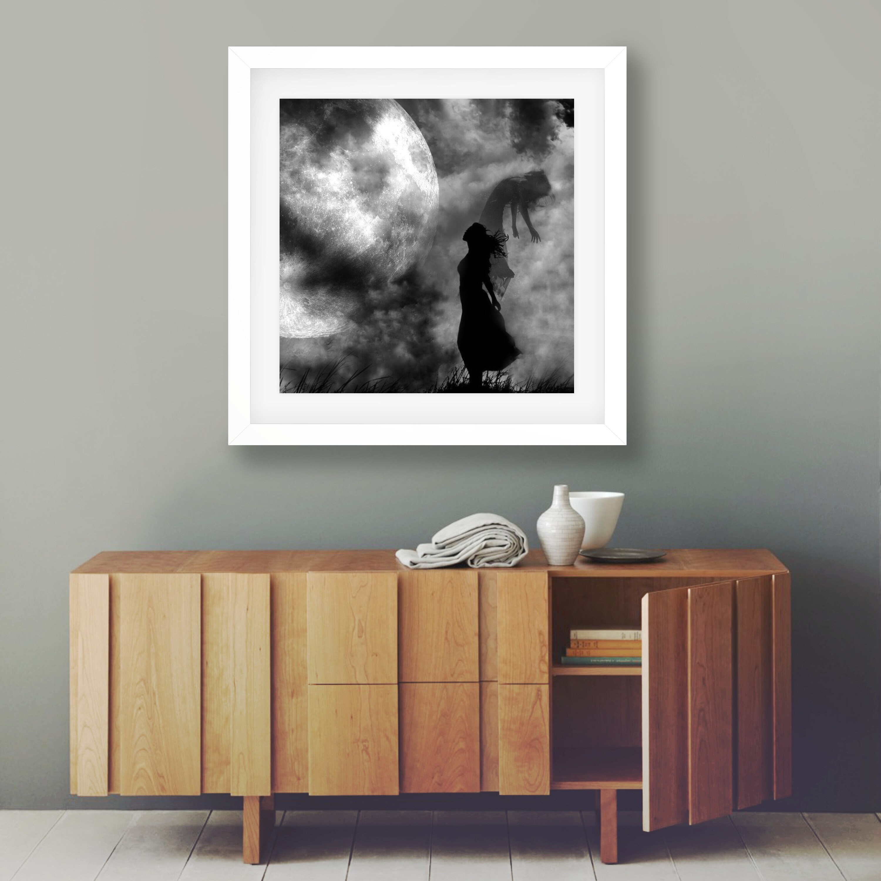 Invocation PRINT - Full Super Moon Photo, Surreal Landscape Fine Art ...