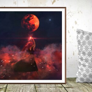 Blood Moon PRINT - Full Moon Photo Surreal Blood Moon Taurus Lunar ...