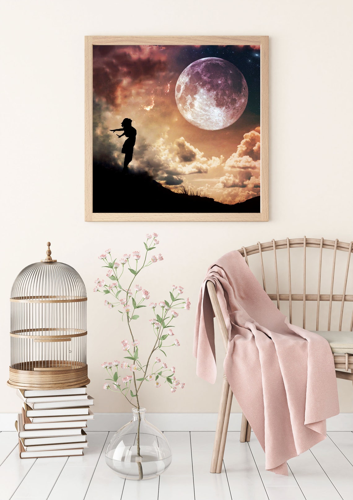 New Heights PRINT - Full Super Moon Photo Virgo, Surreal Landscape Fine ...