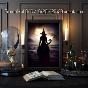 Scorpio Witch PRINT - Solar Eclipse Ocean Birds Goddess New Moon Dark ...