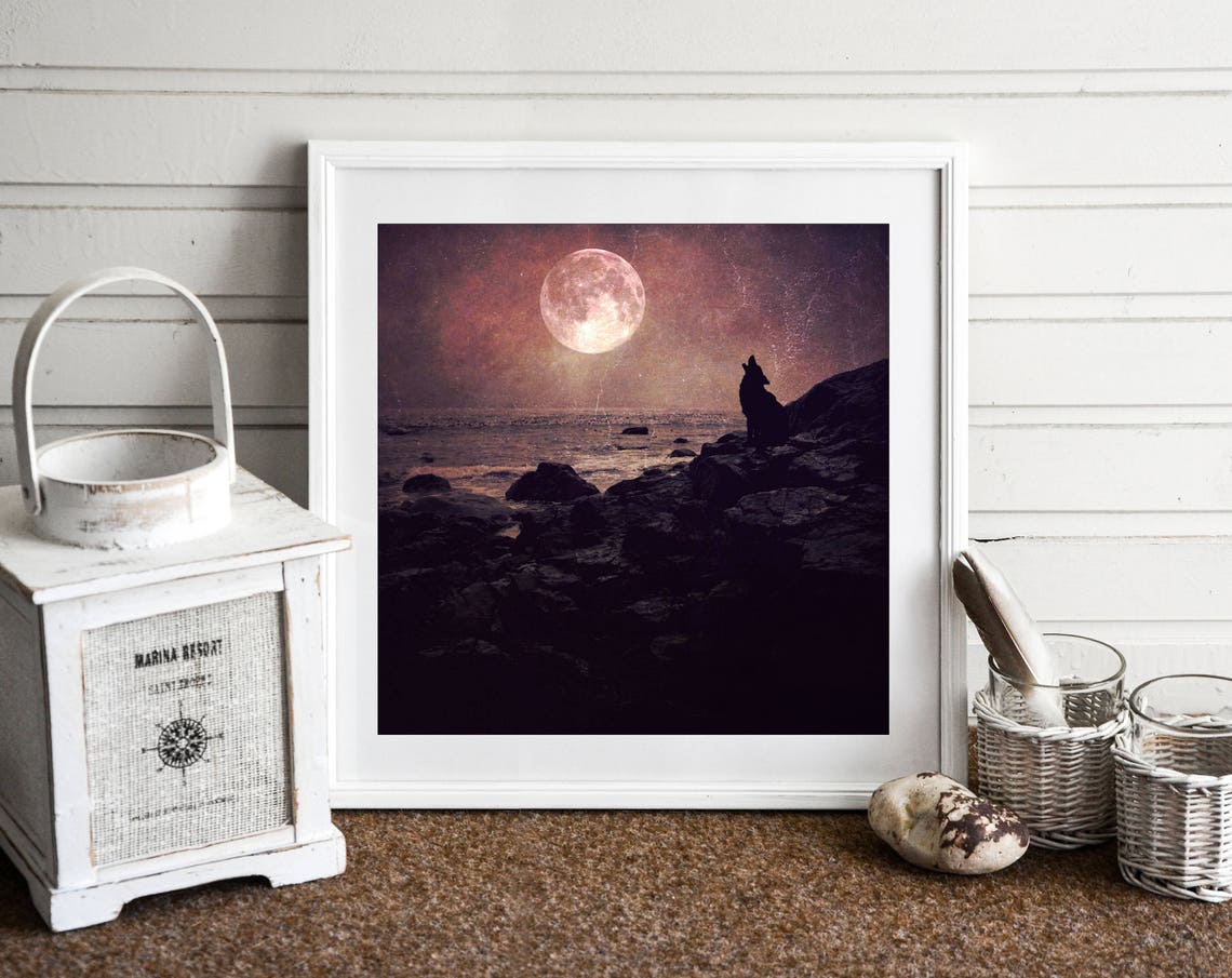 Full Wolf Moon PRINT Fine Art Photo Howling Landscape Photography ...