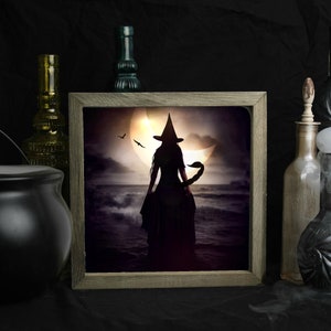 Scorpio Witch PRINT - Solar Eclipse Ocean Birds Goddess New Moon Dark ...