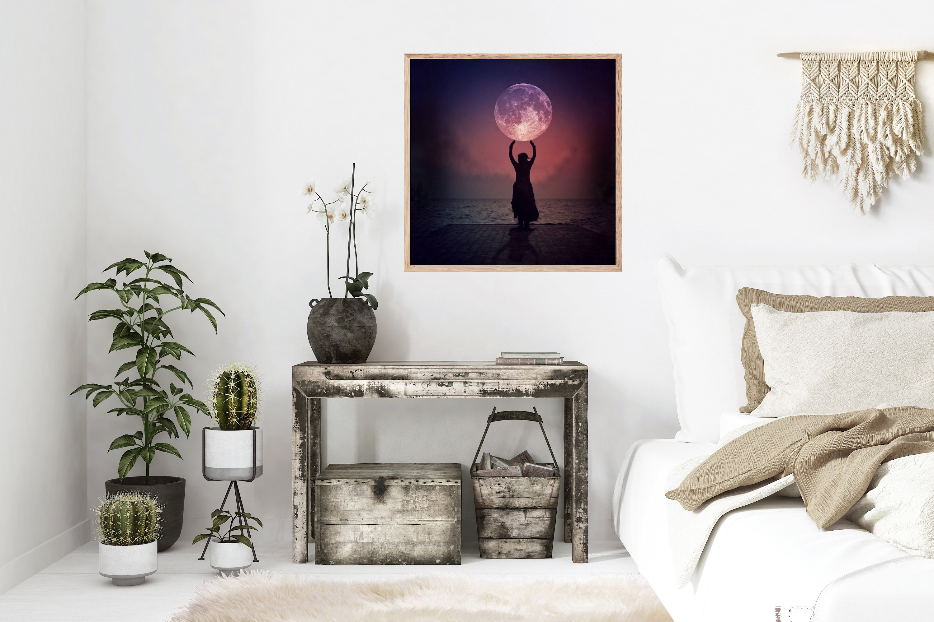 Virgo Full Moon PRINT - Photo Virgo Surreal Ocean Home Decor Fullmoon ...
