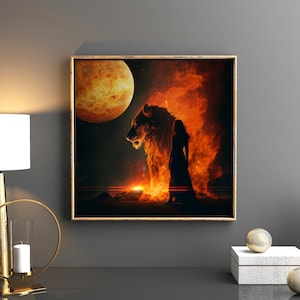 Venus in Leo Full Moon Photo PRINT, Surreal Landscape Lion Art, Home ...