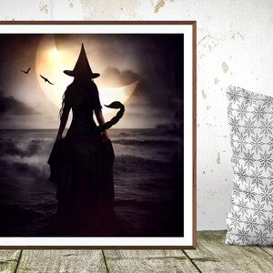 Scorpio Witch PRINT - Solar Eclipse Ocean Birds Goddess New Moon Dark ...