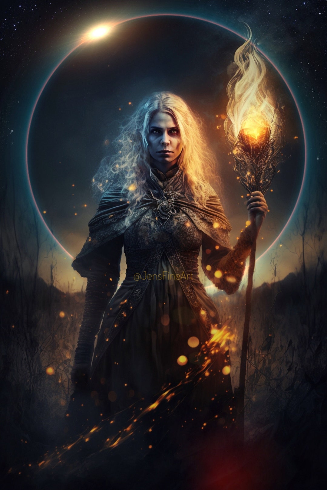 Aries Eclipse PRINT - Dark Moon Photo, Surreal Gothic Astrology Woman ...