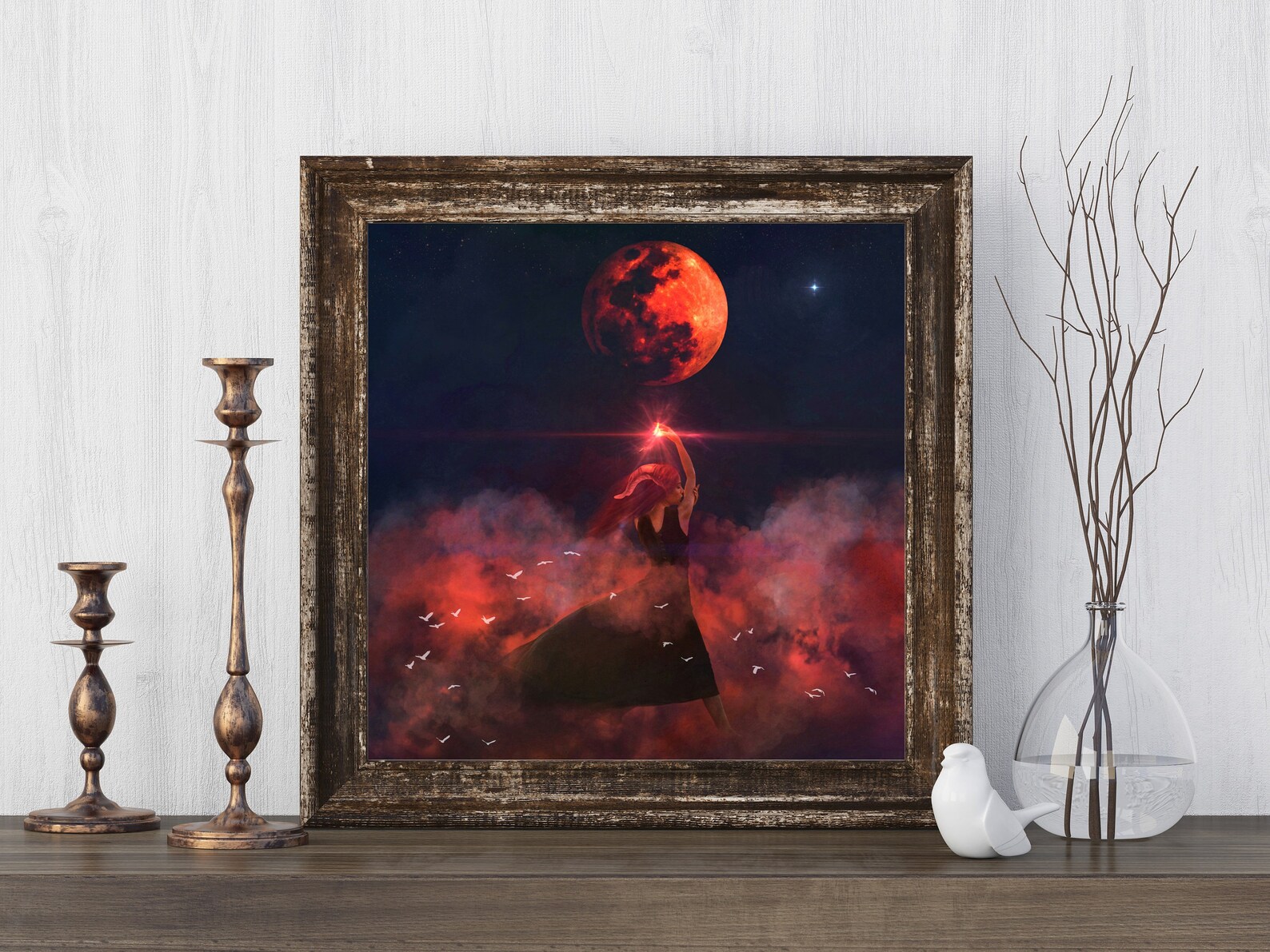 Blood Moon PRINT Full Moon Photo Surreal Blood Moon Taurus - Etsy